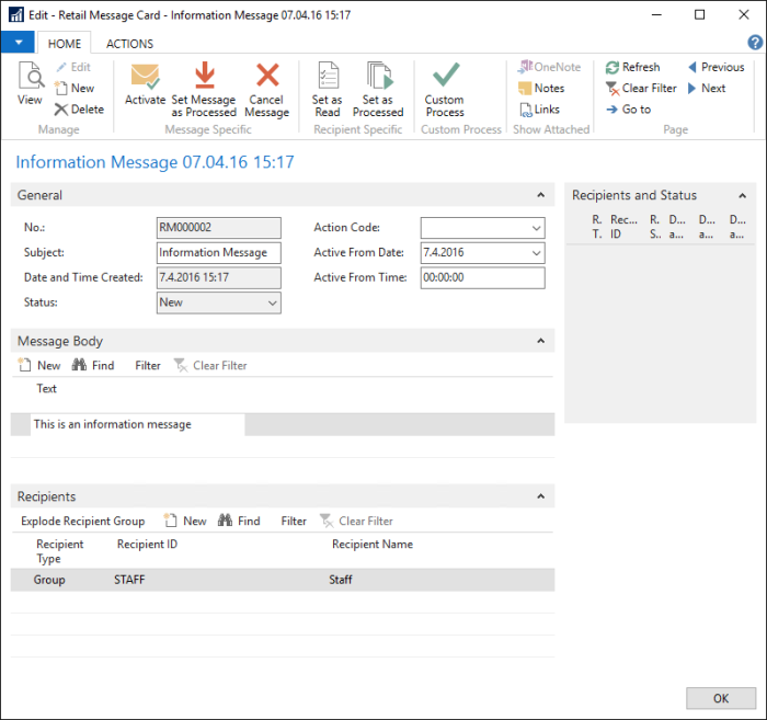 How to: Create Retail Messages